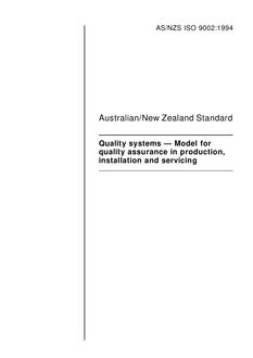 AS/NZS ISO 9002:1994 PDF - Australian Standards Store