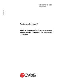 AS ISO 13485-2003 PDF - Australian Standards Store